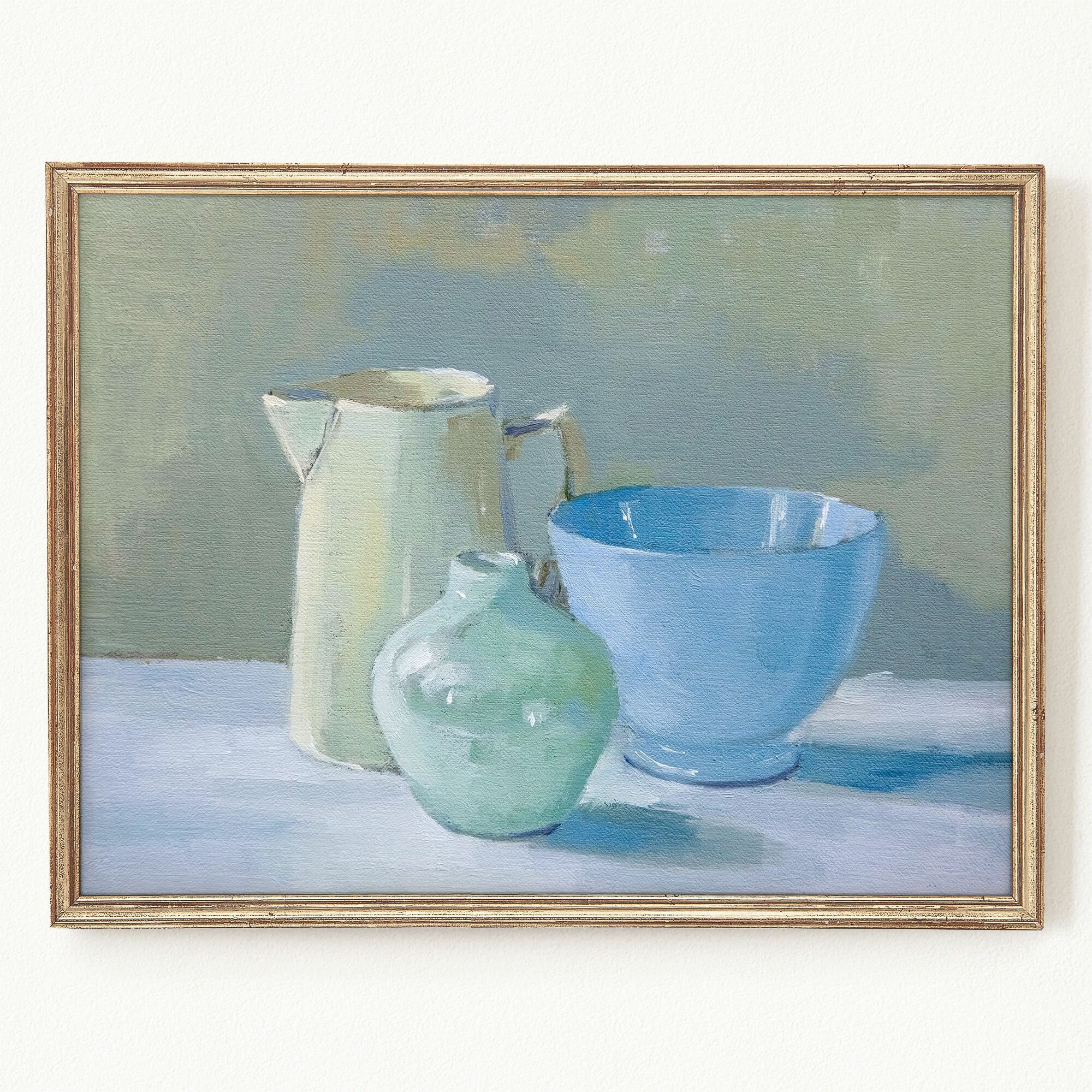 Постер "Кувшин, ваза и голубая чаша - Энни Уоринг", 40х60 см (без рамки)
