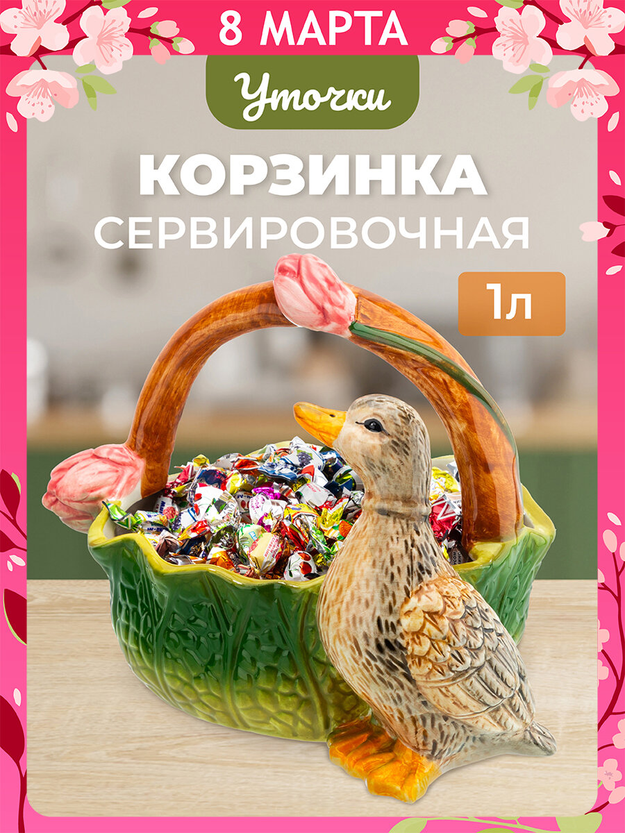 Корзинка сервировочная, конфетница 1 л Elan Gallery Уточка, 24,2х19х18,3 см