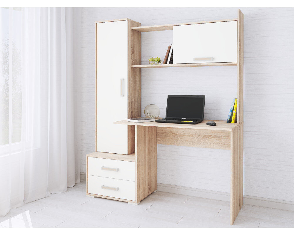 Компьютерный стол этто "Квартет-9", с надстройкой и ящиками, ЛДСП, 140х172х50 см