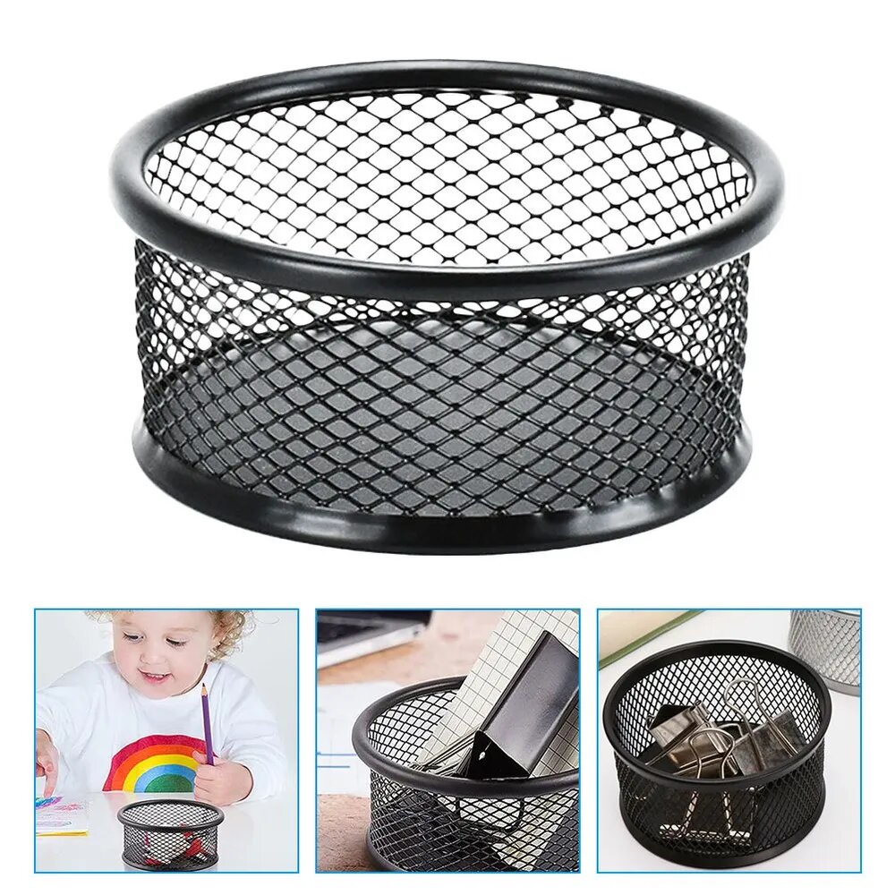 Металлические сетчатые держатели для скрепок 6 шт, черные, для хранения канцелярии на столе