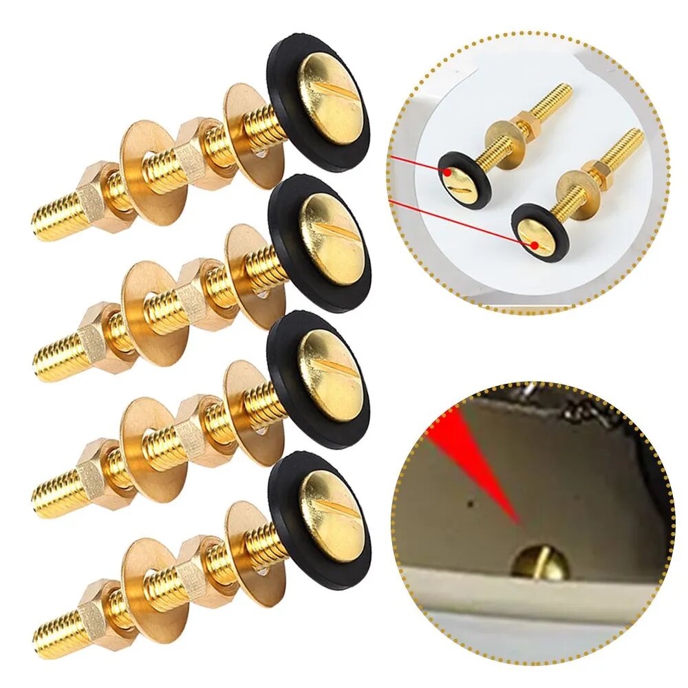 Комплект из 4 крепежных болтов для сливного бачка унитаза из латуни и нержавеющей стали