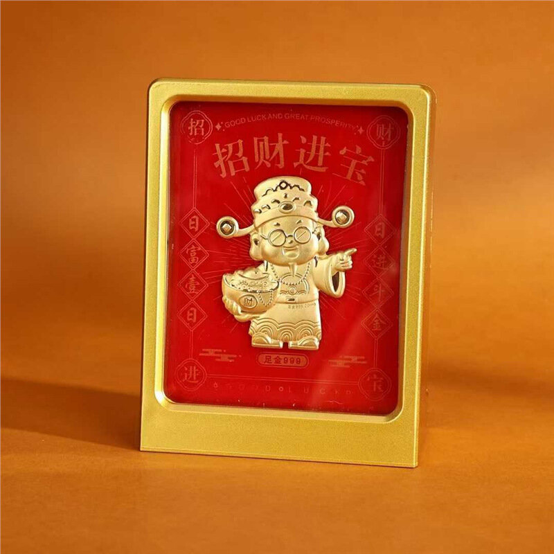 Золотое украшение - Настоящее золото - "Деньги приходят со всех сторон" - Настольное украшение в виде фоторамки - Праздничный подарок для старших и друзей