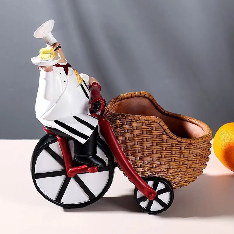 Статуэтка декоративная, кухонная, фигурка повара на велосипеде, керамика, 24.5x13.5x24 см — фото 1