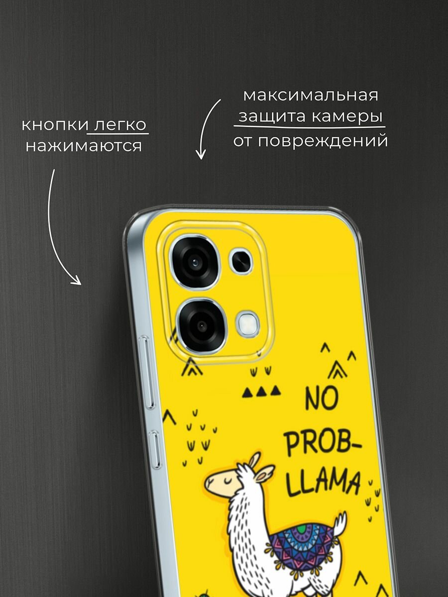 Силиконовый чехол на Oppo A6 Pro / Оппо A6 Про с принтом No probLLama — фото 1