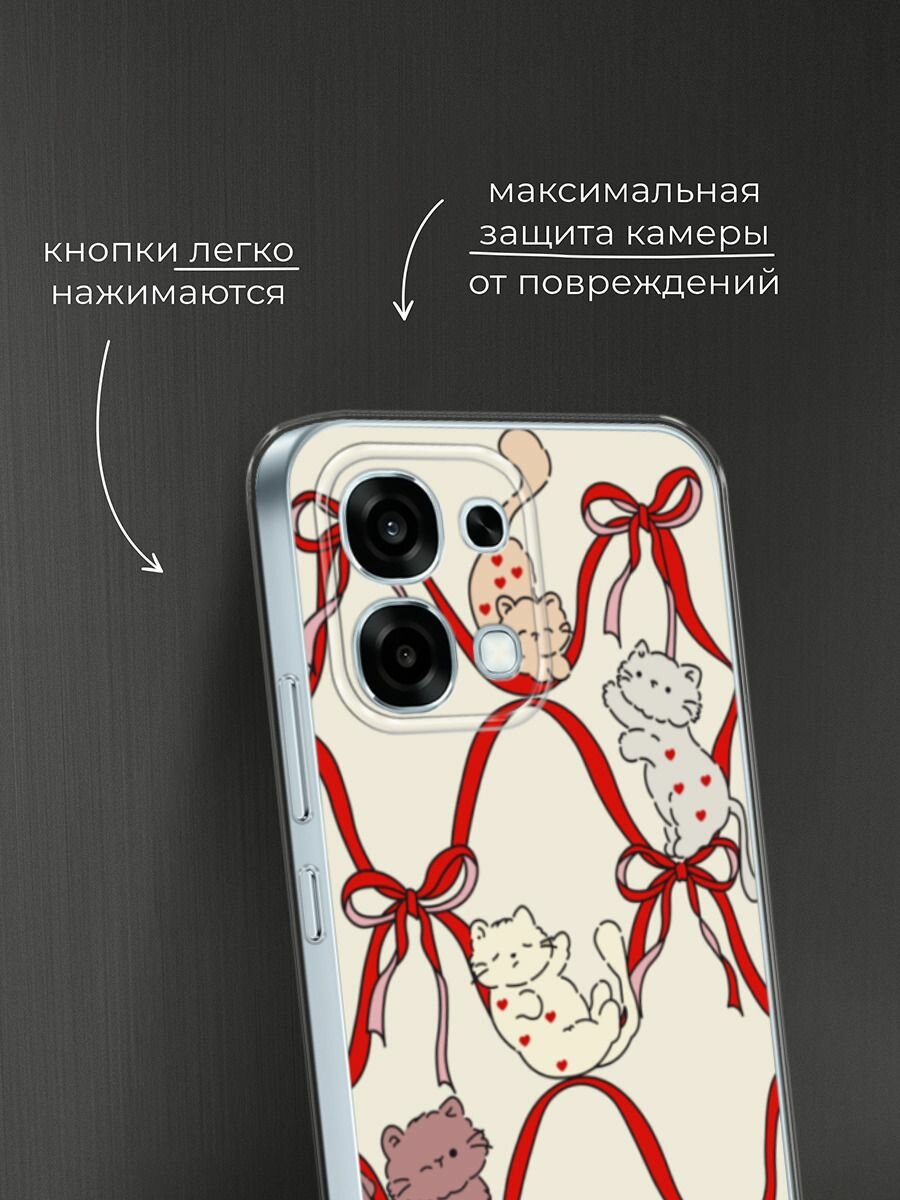 Чехол на Oppo A6 Pro / Оппо A6 Про с принтом Котики в ленточках 1 — фото 1