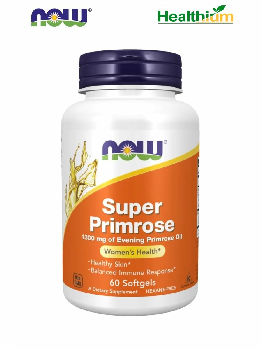 NOW Super Primrose 1300мг 60 софтгелевых капсул Нау Масло примулы вечерней 1300мг