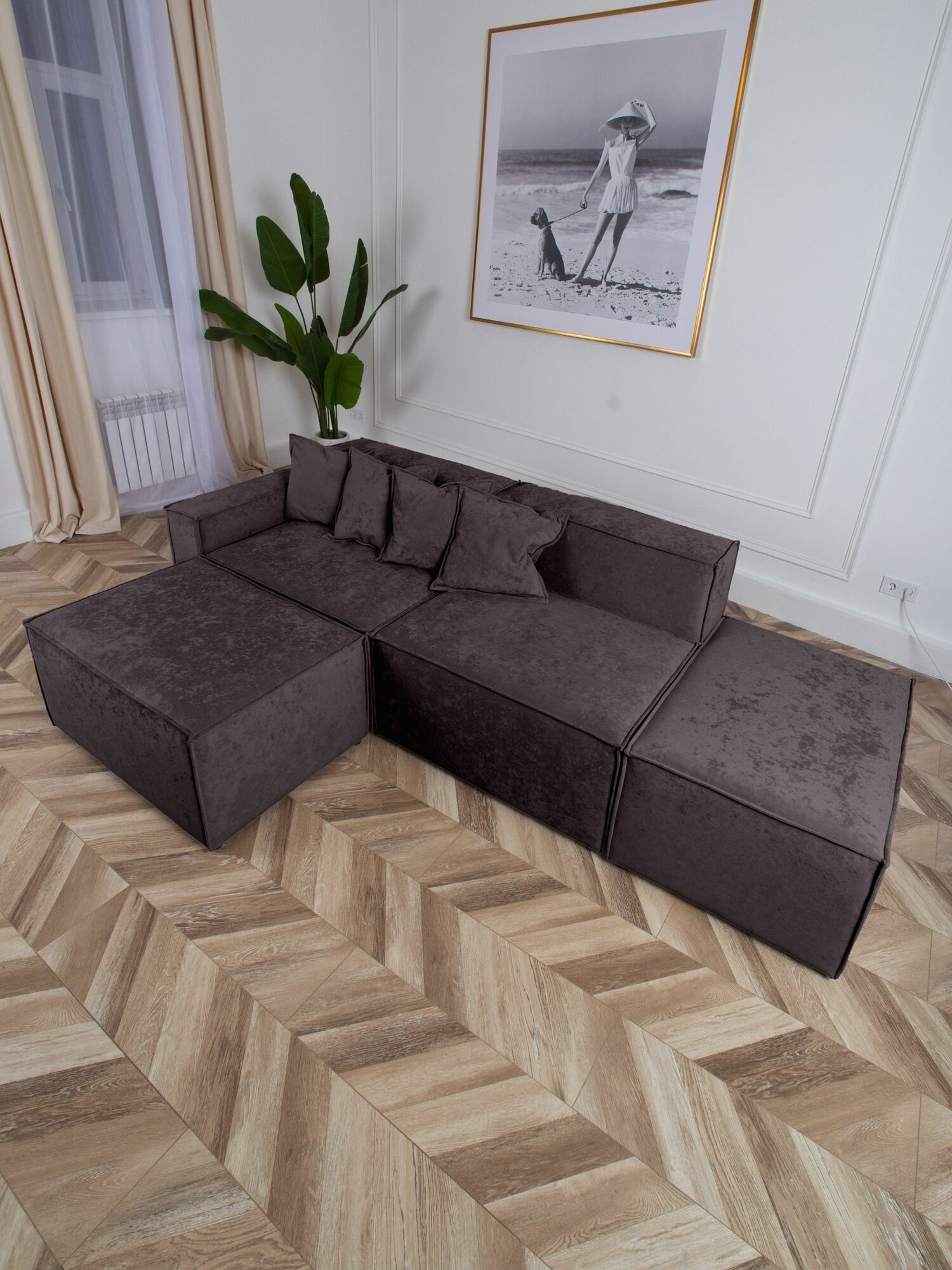 Диван угловой Bello, раскладной 271х159х73, шоколадный левый