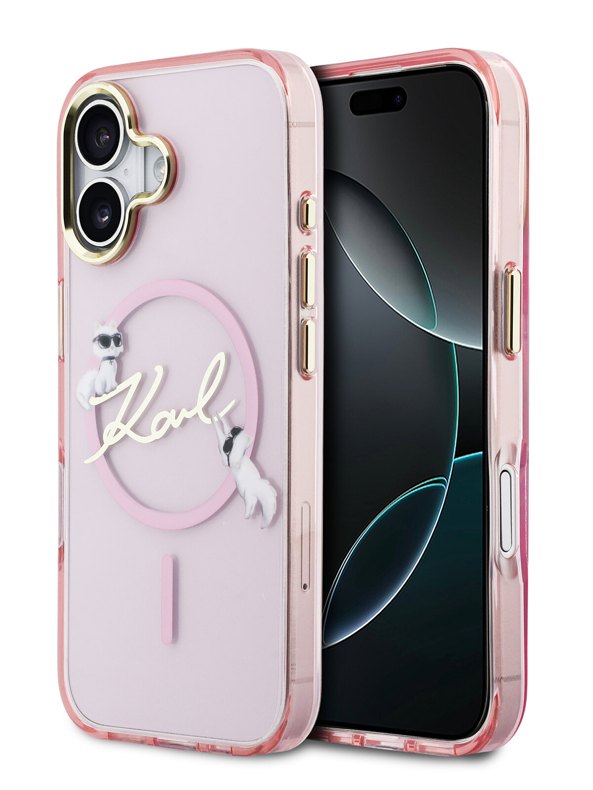 Чехол Karl Lagerfeld на iPhone 17, с магнитами MagSafe, с принтом IML Choupette, розовый