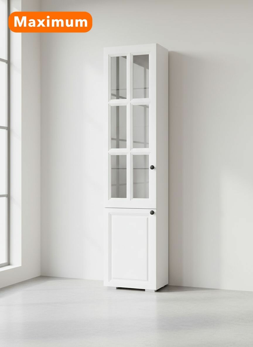Шкаф-витрина Элегант ПН-03, Белый, 50.2х217.6х37.2 см.