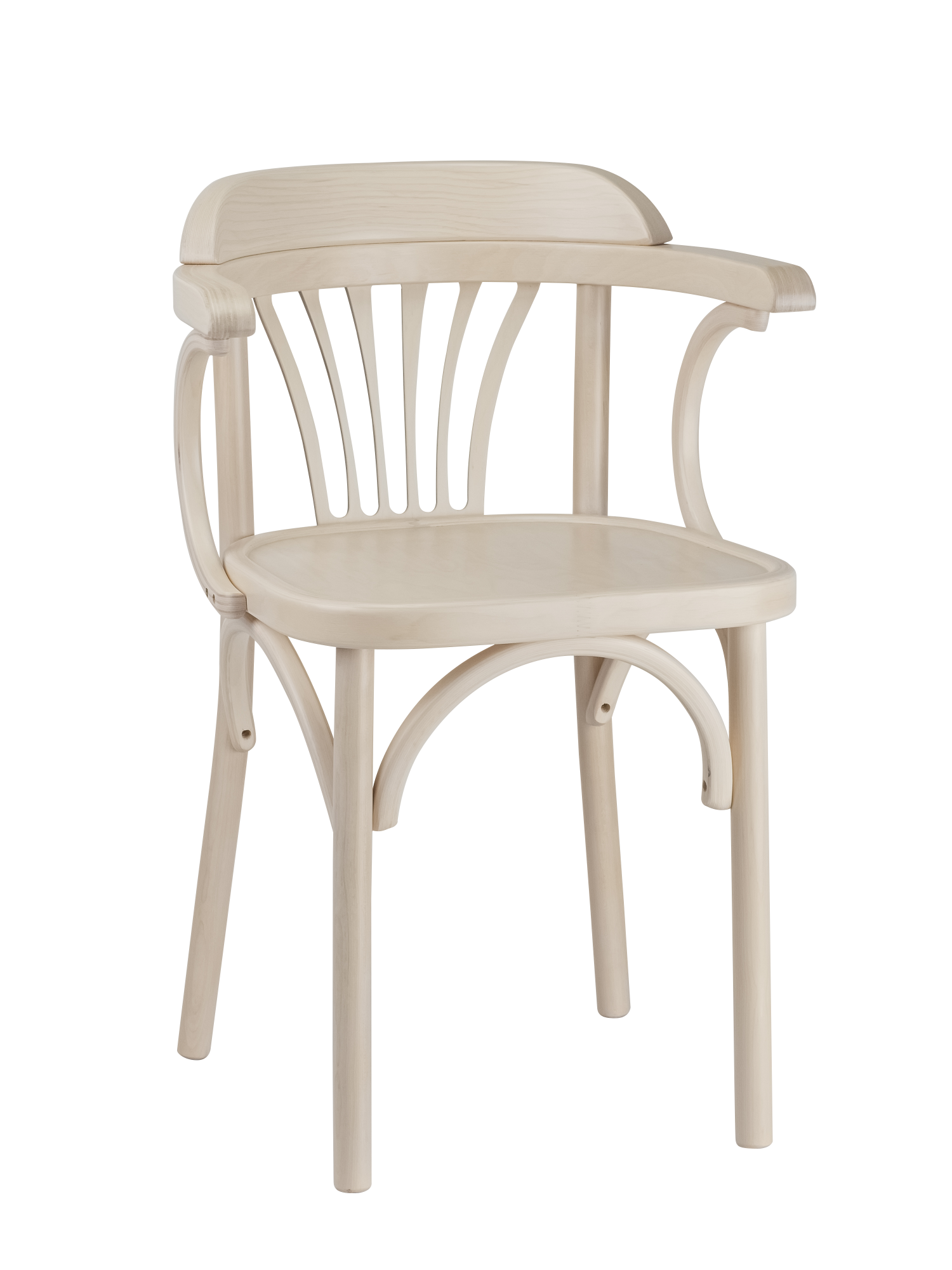 Деревянный стул Венский беленый дуб с твердым сиденьем с дугами назад