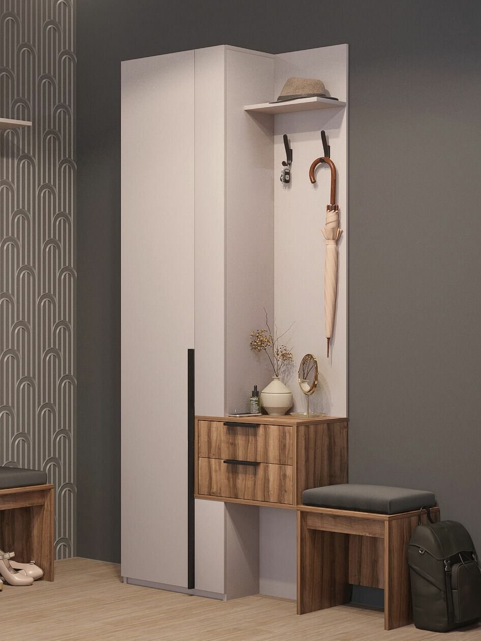 Шкаф в прихожую Чарли 5 Кашемир, авелано Левый