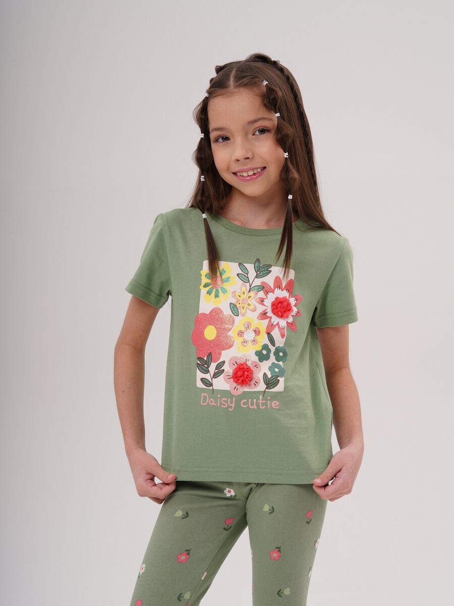 Футболка Kari Kids Весна-лето 2026, размер 3-4 года, хаки — фото 1
