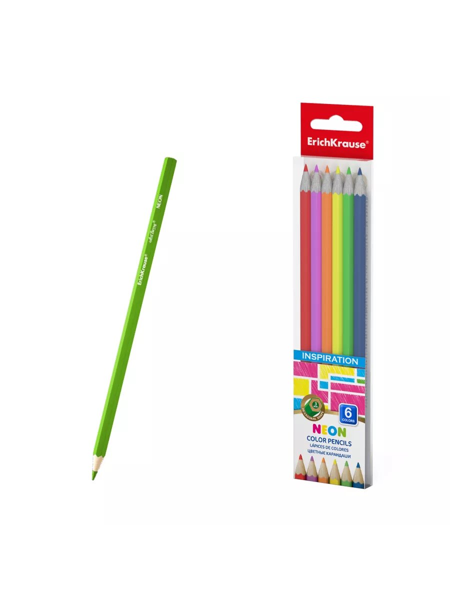 Цветные карандаши деревянные Inspiration Neon, 6 цветов