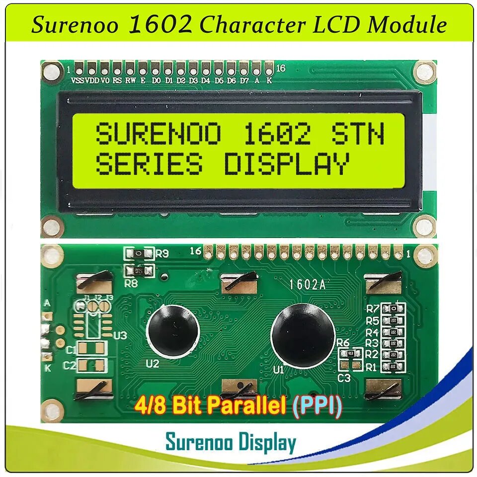 Surenoo 1602 ЖК-дисплей 16x2 Parallel-1602A1-YGY