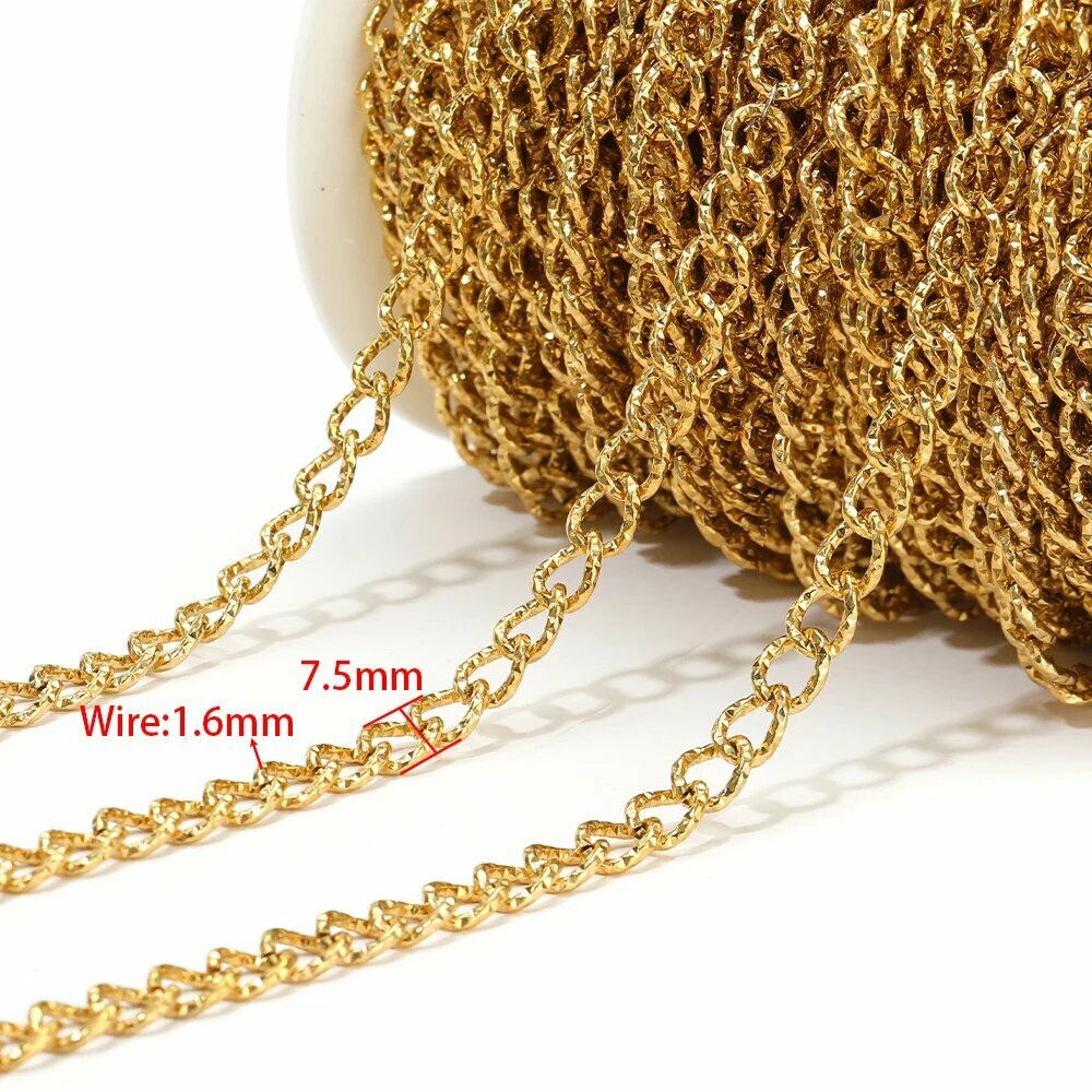 Золотая кубинская цепочка 1.6 мм, Wire: 1.6mm, 7.5mm, 1 метр