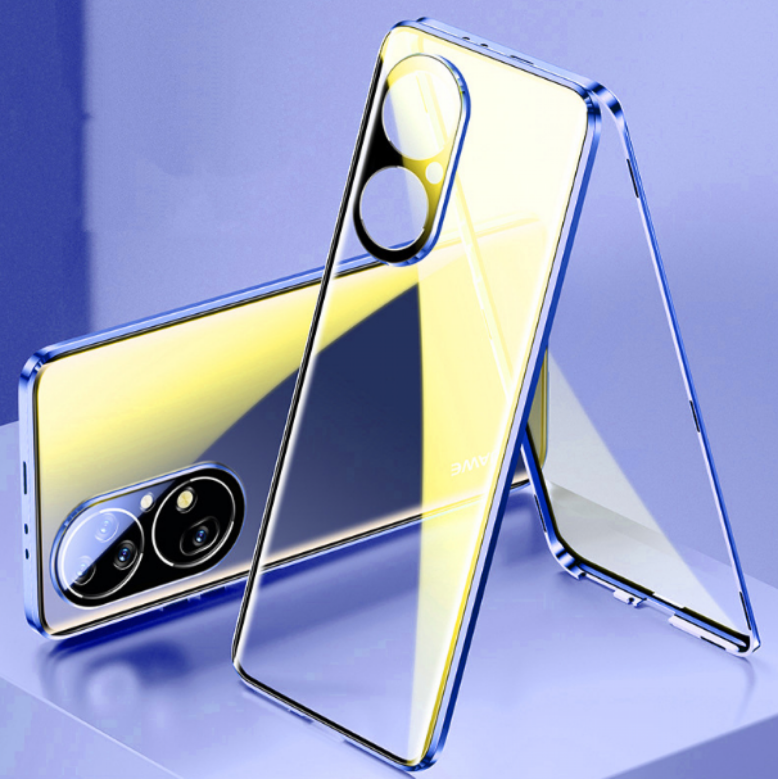 Магнитный чехол бампер MyPads Vetro magnete из закаленного стекла и металла для Huawei Honor 50 Pro / Nova 9 Pro с двухсторонней прозрачной крышкой