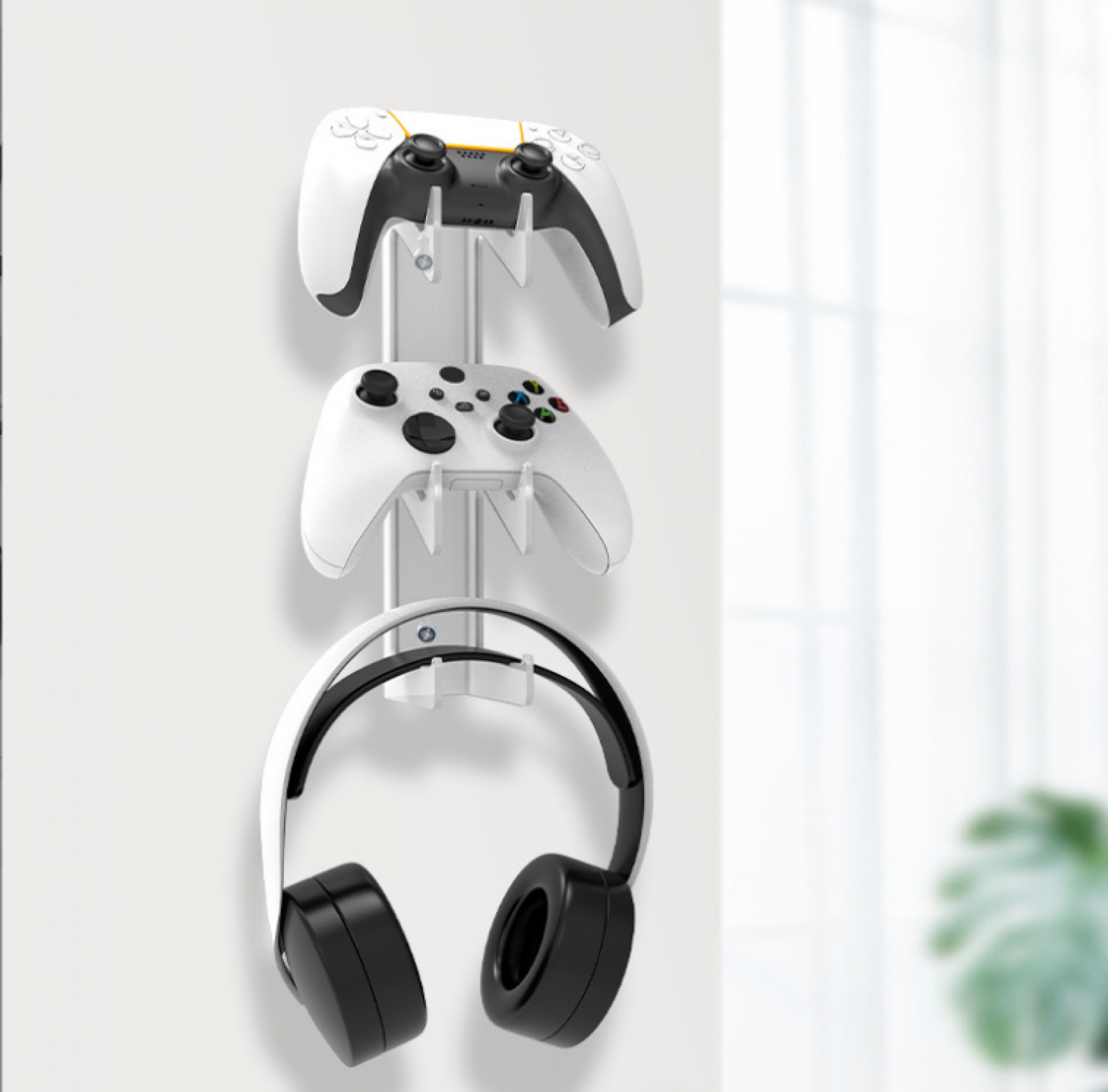 Настенная подставка MyPads 3в1 для наушников и геймпадов прозрачная из пластика