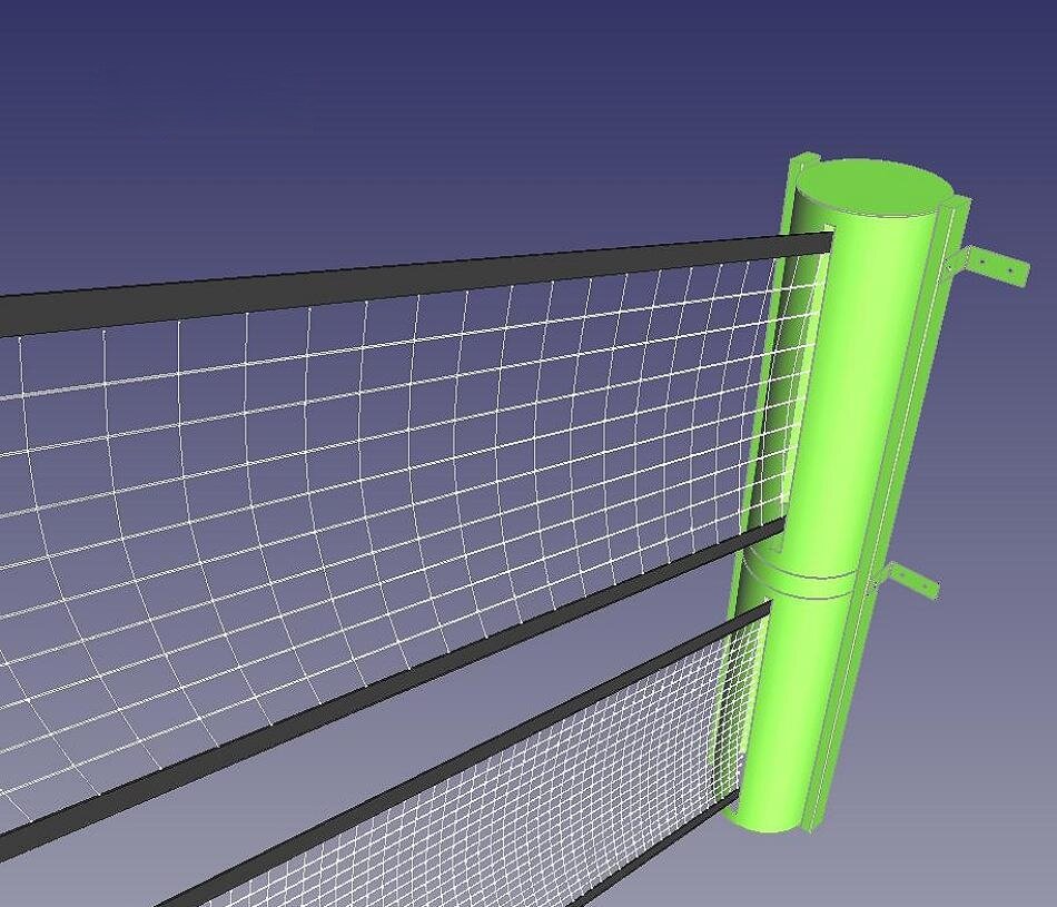 Стойки универсальные для волейбола и большого тенниса с сеткой тросет пристенные с системой автоматического натяжения