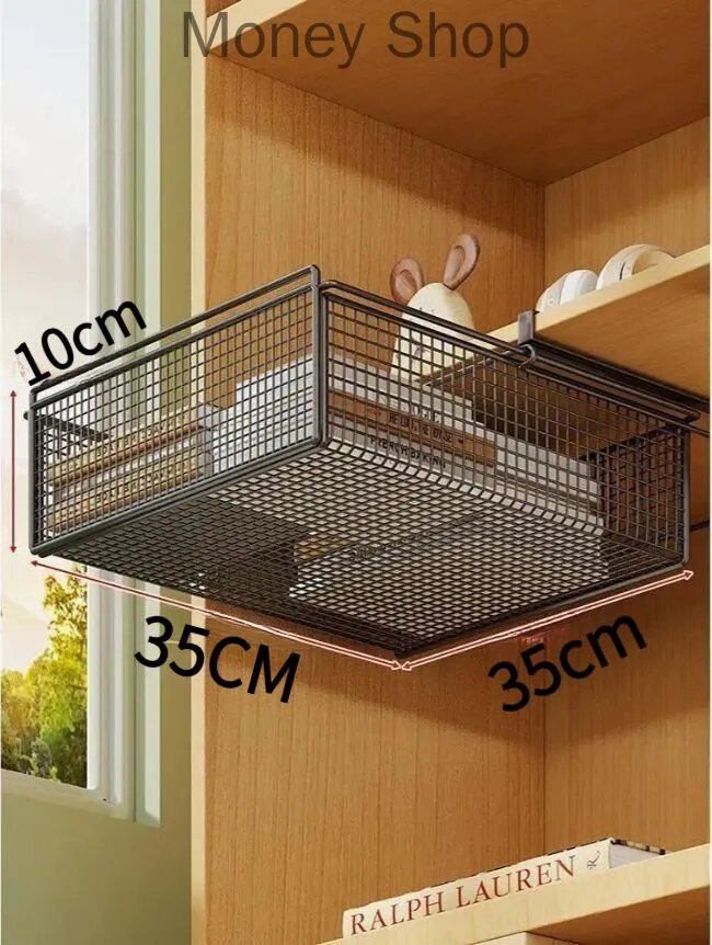 Коробка для хранения 35x35x10 см металлическая черного цвета для хранения вещей