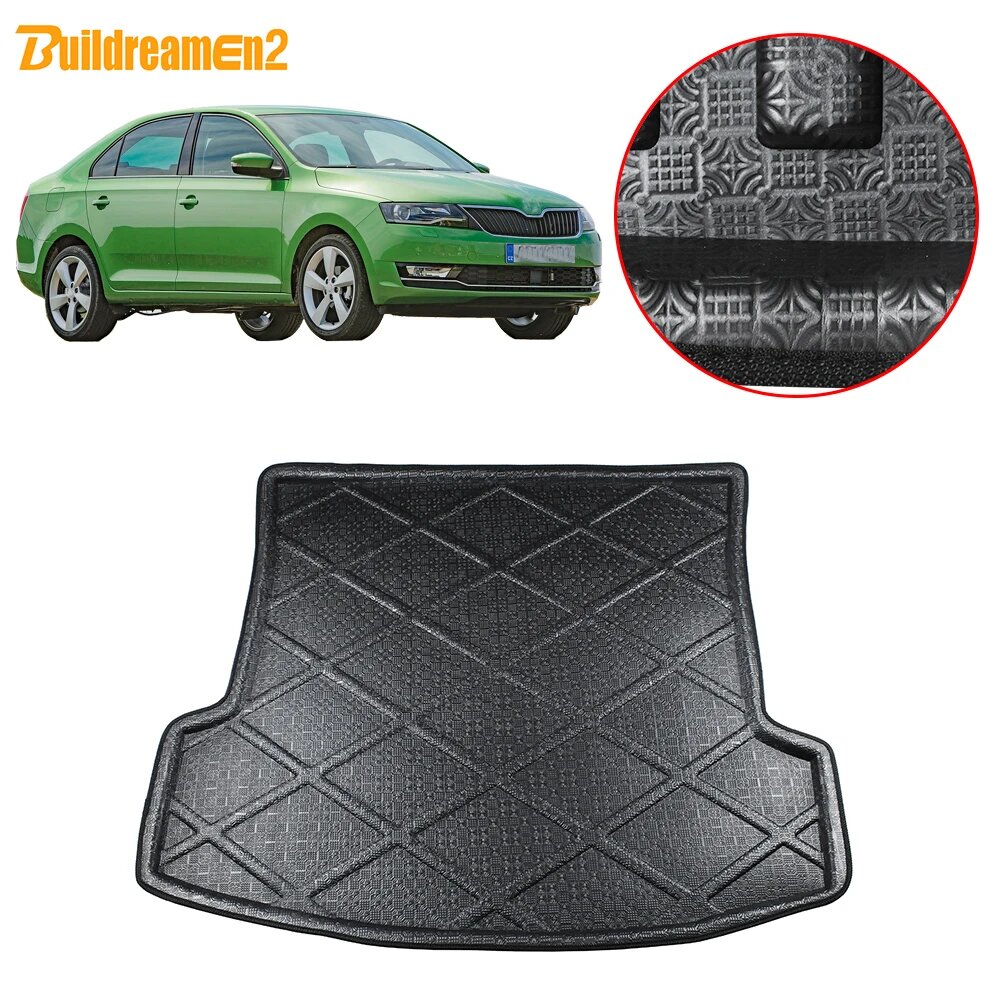 Buildreamen2 для Skoda Rapid, автомобильный хвостовой коврик для багажника, поднос для багажника, защитный коврик для пола, 2013, 2014, 2015, 2016, 2017, 2018