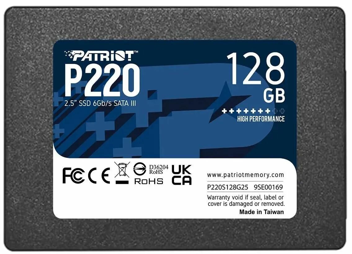 SSD жесткий диск PATRIOT SATA2.5 " 128GB P220 P220S128G25, серый