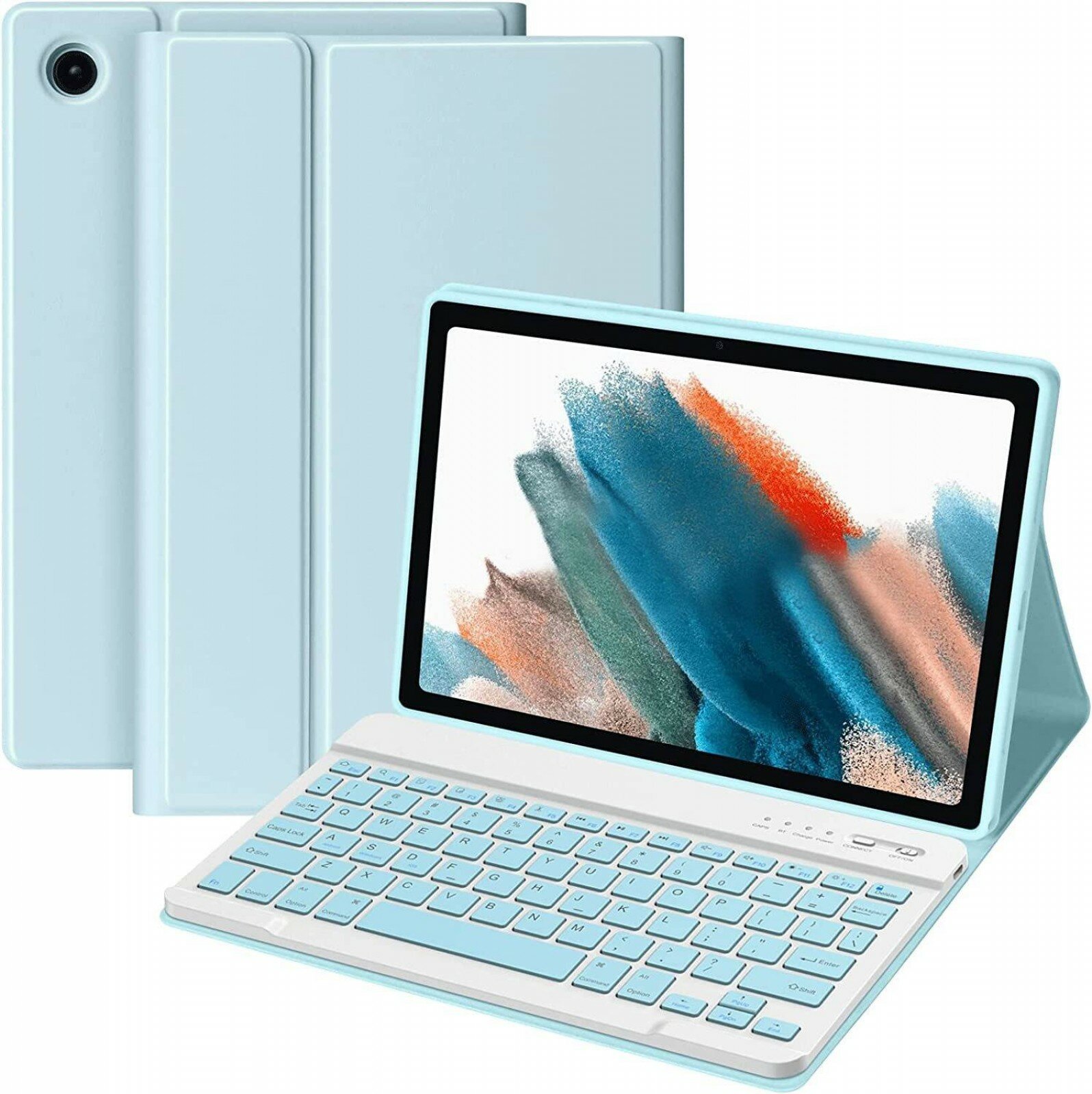 Чехол MyPads Tasti Keyboard для Samsung Galaxy Tab A9 Plus 11 с Bluetooth-клавиатурой голубой