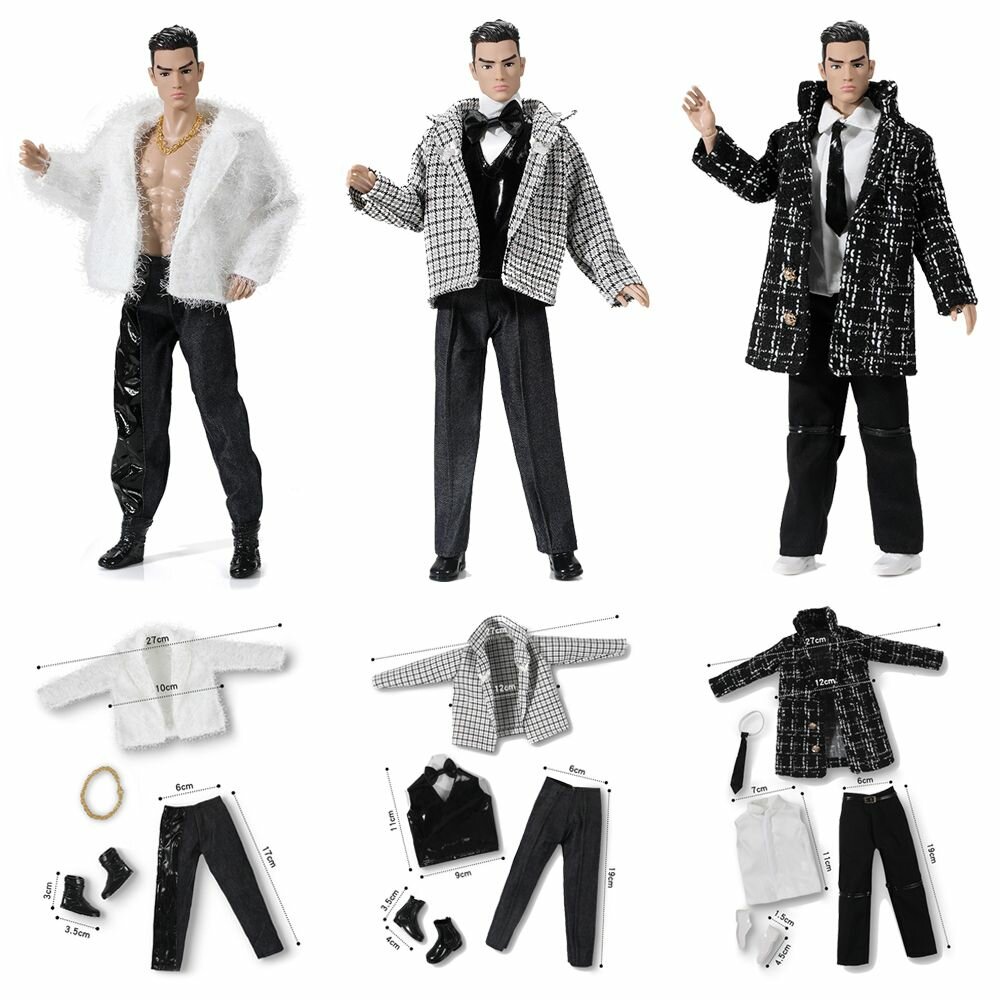3 Комплект одежды для куклы Кен, 1/6 Мужской Кукольный Свадебный жених, аксессуары для кукол длиной 29-30 см