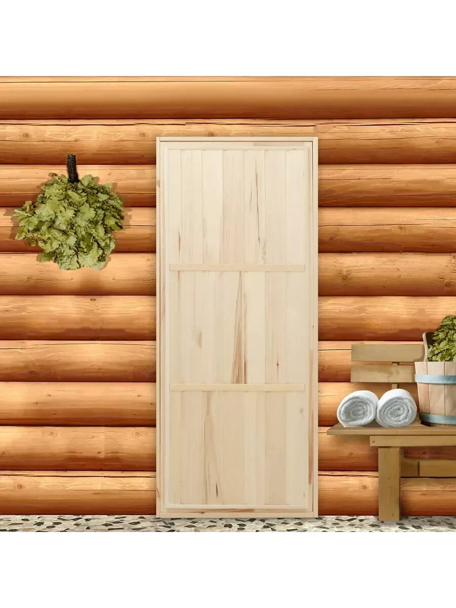 Дверь для бани и сауны «Эконом», 160×70 см, деревянная, «Добропаровъ»