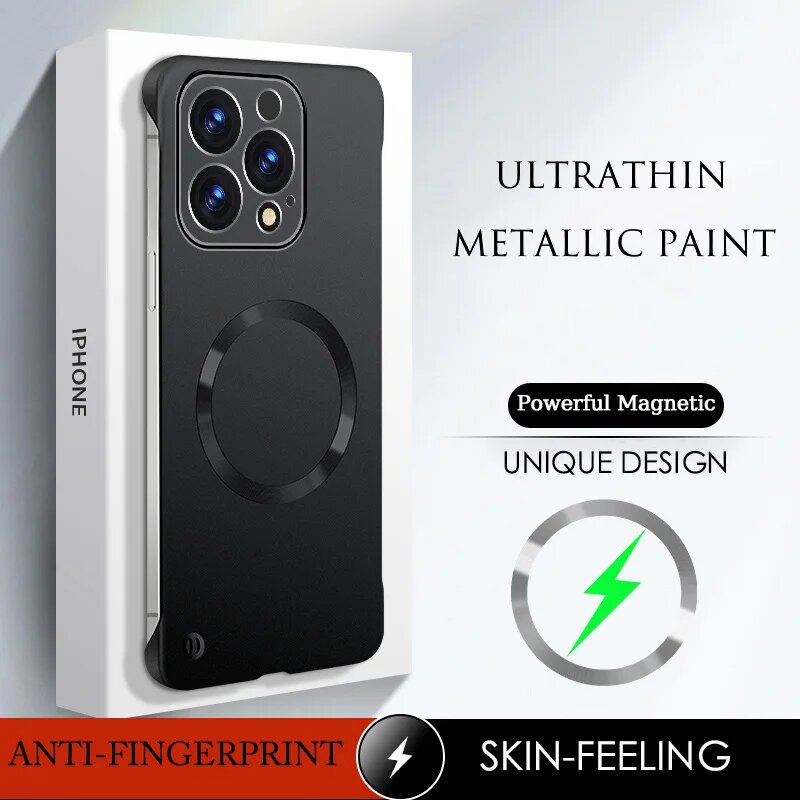 Черный чехол для iPhone 16 Pro Max, магнитный, ультратонкий