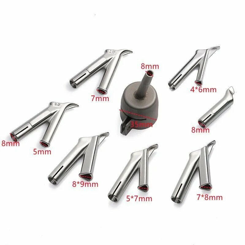 Комплект насадок на строительный фен 35 мм для сварки пластика прутком PP ABS PE PVC PA ПВХ напольных покрытий линолеума