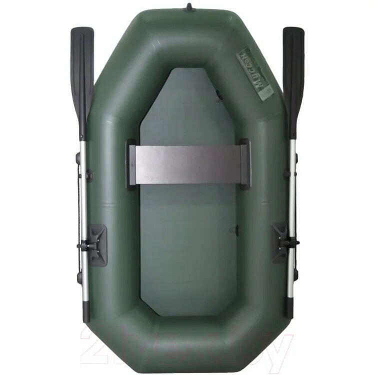 Гребная лодка Муссон S-190, зеленый, с гребками, одноместная