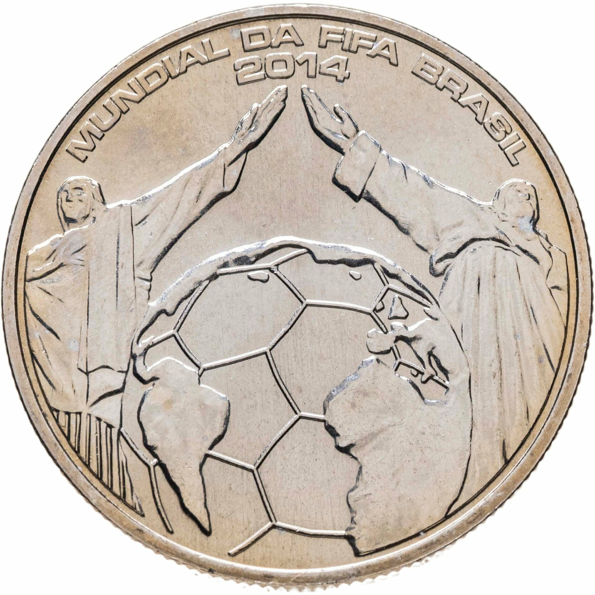 Португалия 2,5 евро 2014 "Чемпионат Мира по футболу 2014, Бразилия", Мельхиор медь-никель, в сохранности UNC