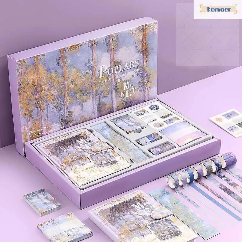 Подарочный набор Тополя Моне: блокнот, стикеры, наклейки, линейка