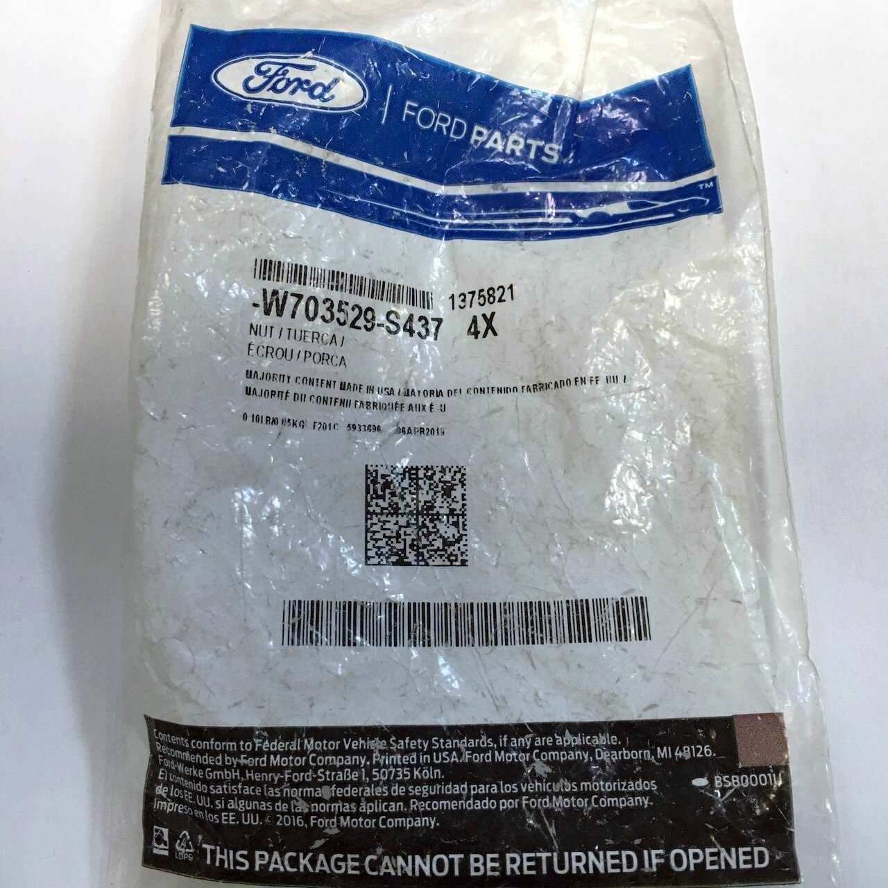 W703529S437 Гайка стремянки рессоры M14 FORD Transit оригинал 1375821 - 2 шт.