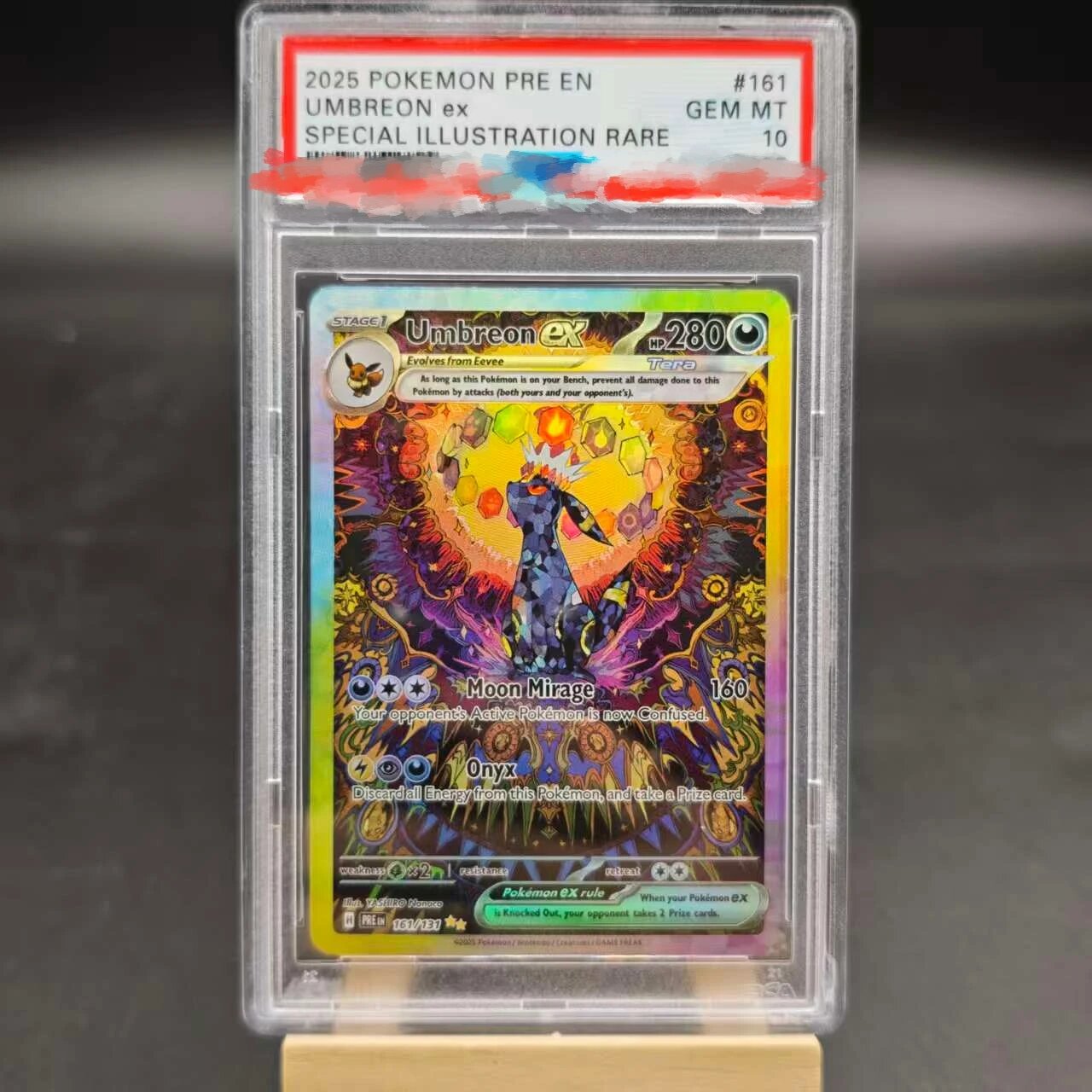Карта с рейтингом DIY PTCG 2025 PRE UMBREON Ex 161/131 EN, коллекционная карта, копия 10 точек, карта с рейтингом, аниме-игра, подарочная игрушка