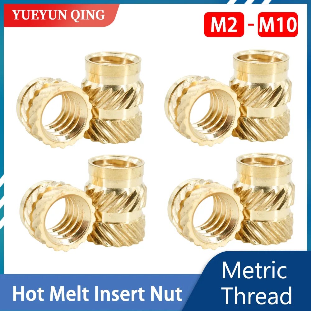 Медные гайки термоплавкие вставки YUEYUN QING M2 M2.5 M3 M4 M5 M6 M8 M10 M10(OD12) 5pcs, Length 8mm