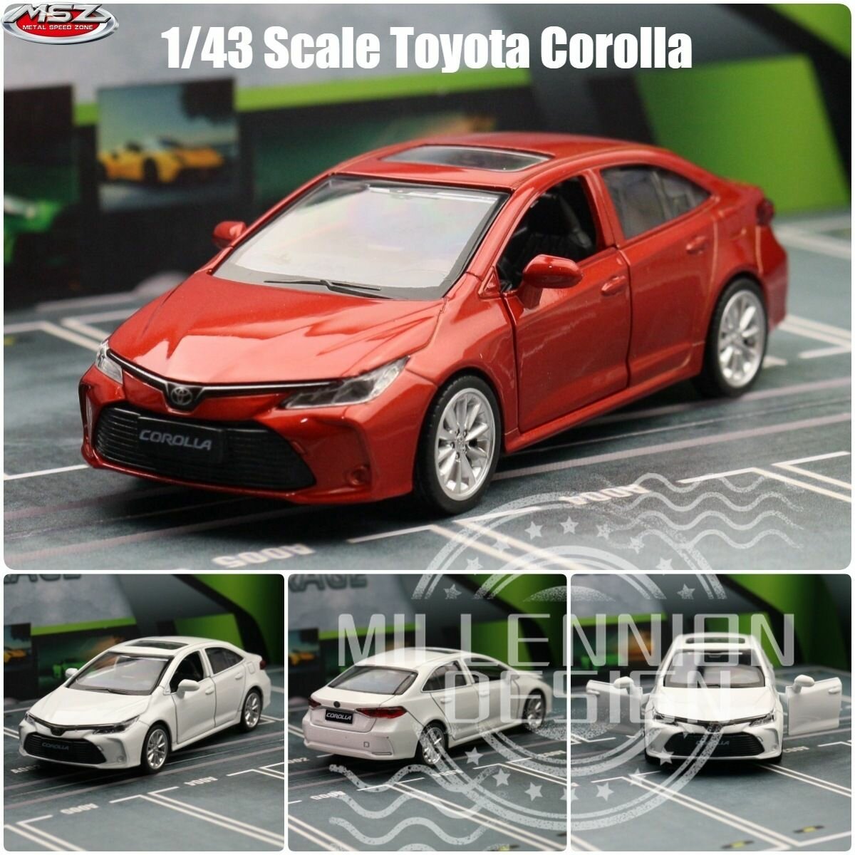 MSZ Toyota Corolla, литой автомобиль 1:43, металлическая модель игрушка (красный)
