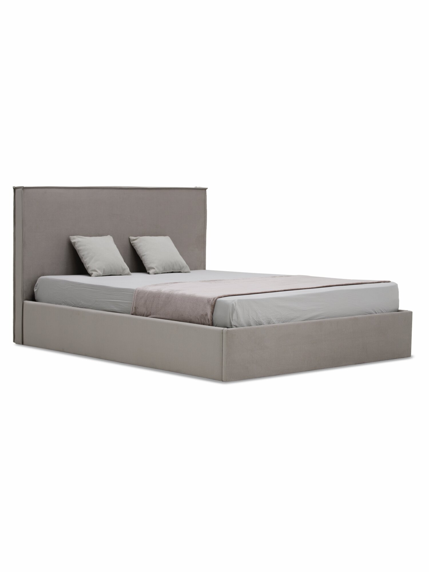 Двуспальная кровать Лутон 160х200 см, с подъемным механизмом и ящиком для белья, велюр бежево-розовый