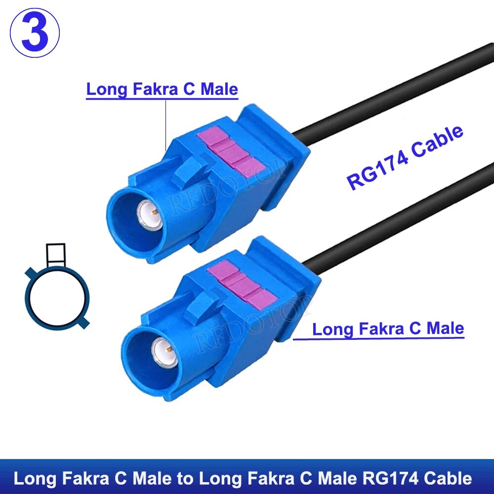 Кабель RG174 Fakra C папа-папа, 60см