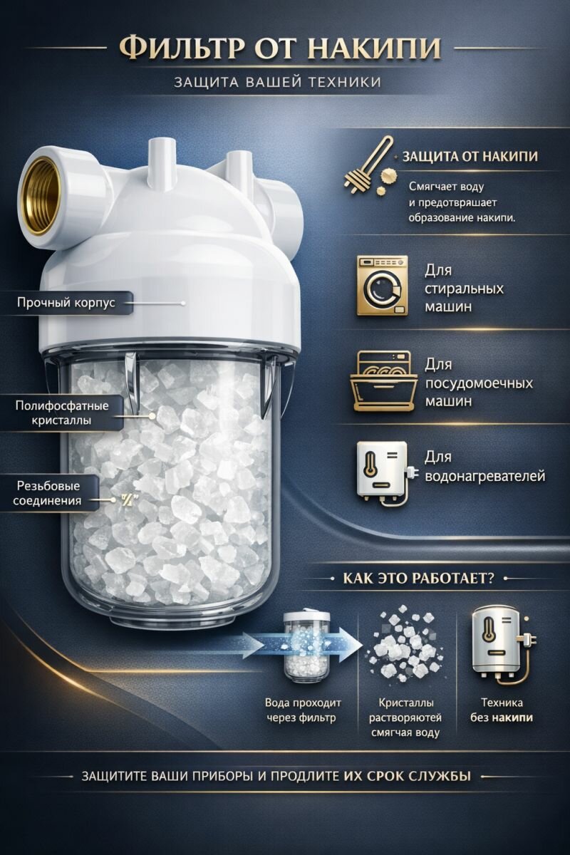 Колба-фильтр для котла с полифосфатом 1/2' Unicorn