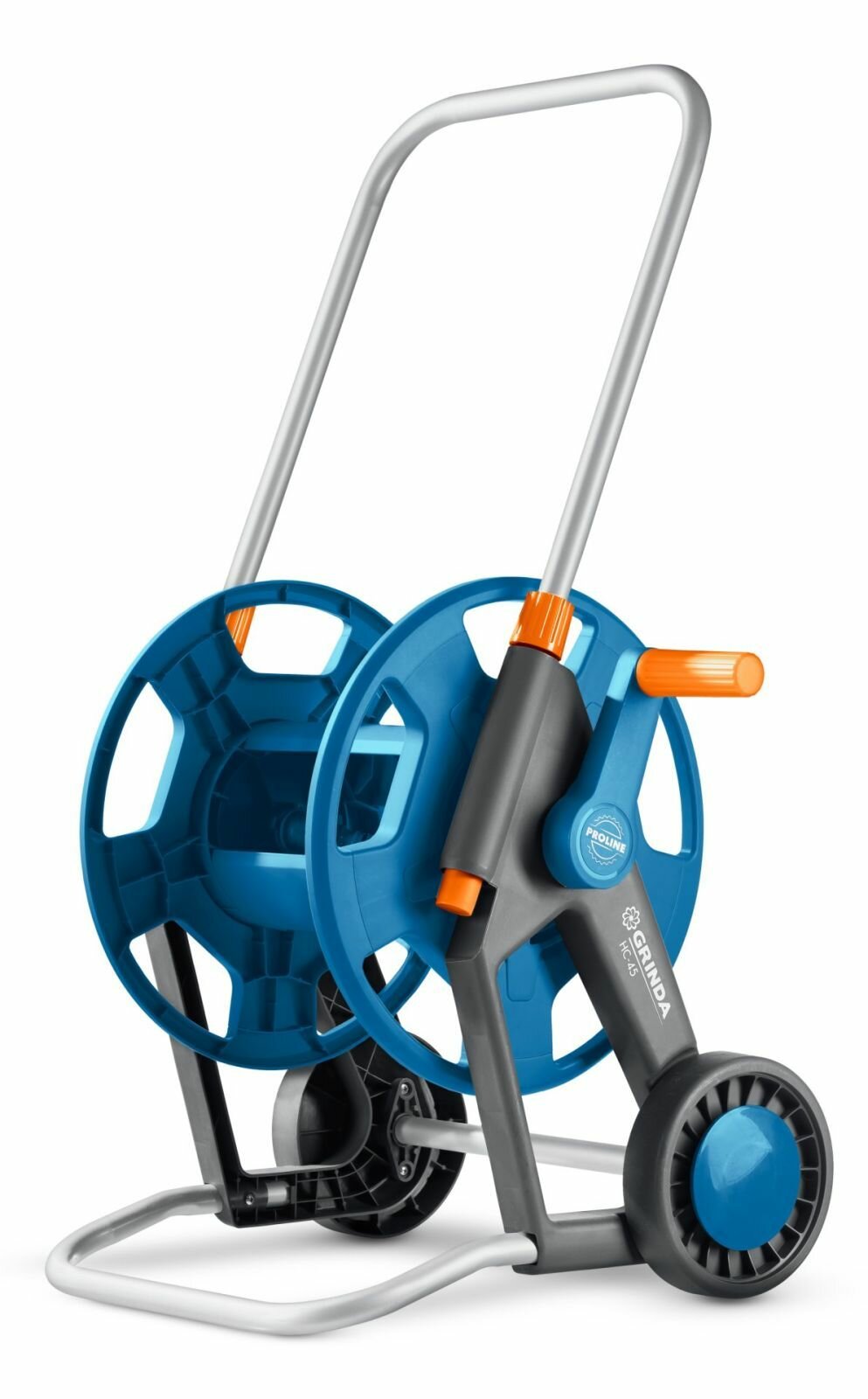 Катушка для шлангов Grinda HC-45, 45 мx1/2", 20 мх3/4", усиленные колёса, телескопическая ручка