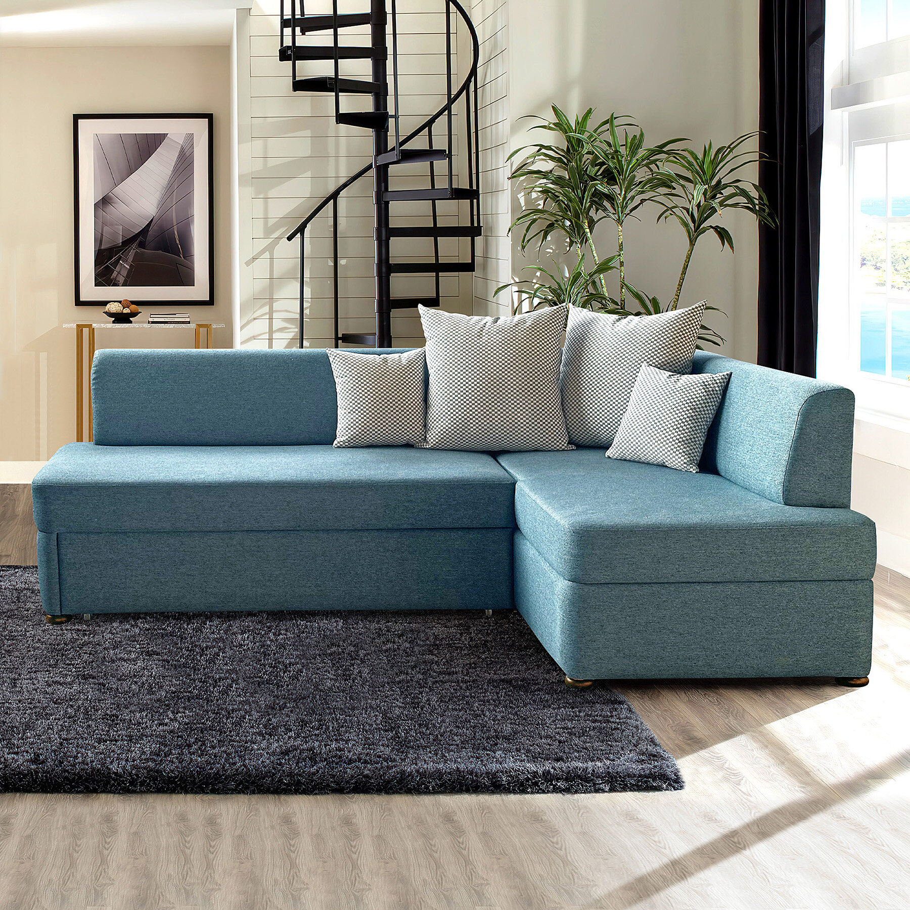 Угловой Диван-кровать Элефант-мини-1 с низкой спинкой, компактный, 232х157, глубина всего 82 см, пружинный блок