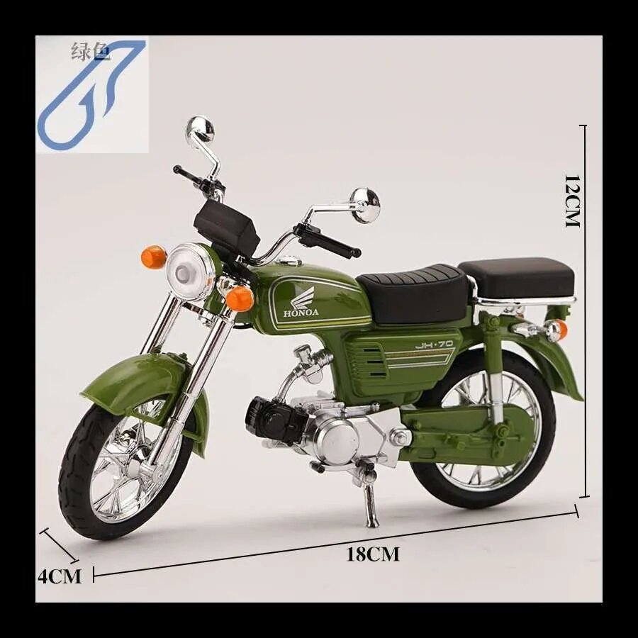 Коллекционная модель мотоцикла HONDA JH-70 1:18 Зеленая, металлическая
