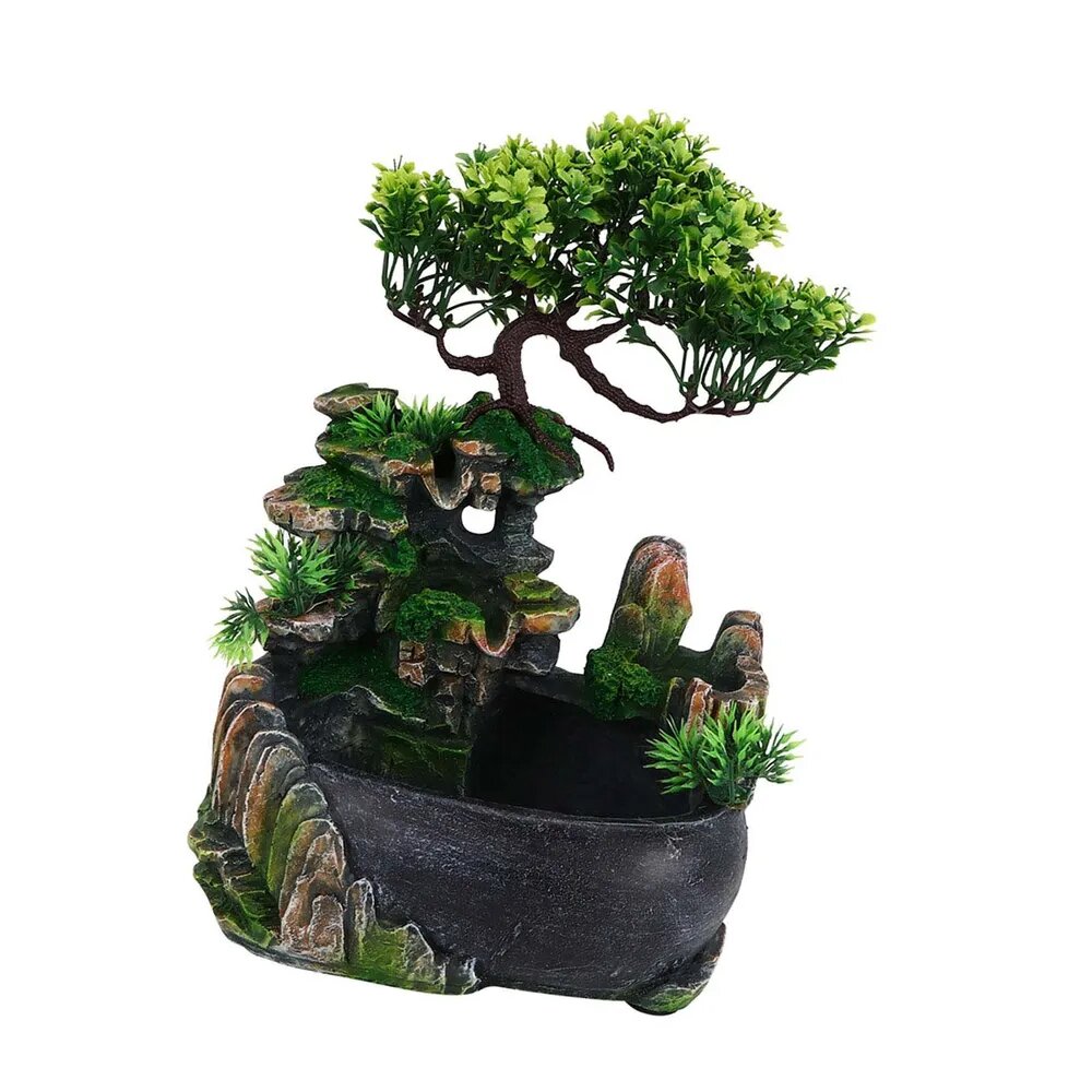 Декоративный настольный фонтан с искусственным деревом, для украшения интерьера из полистоуна
