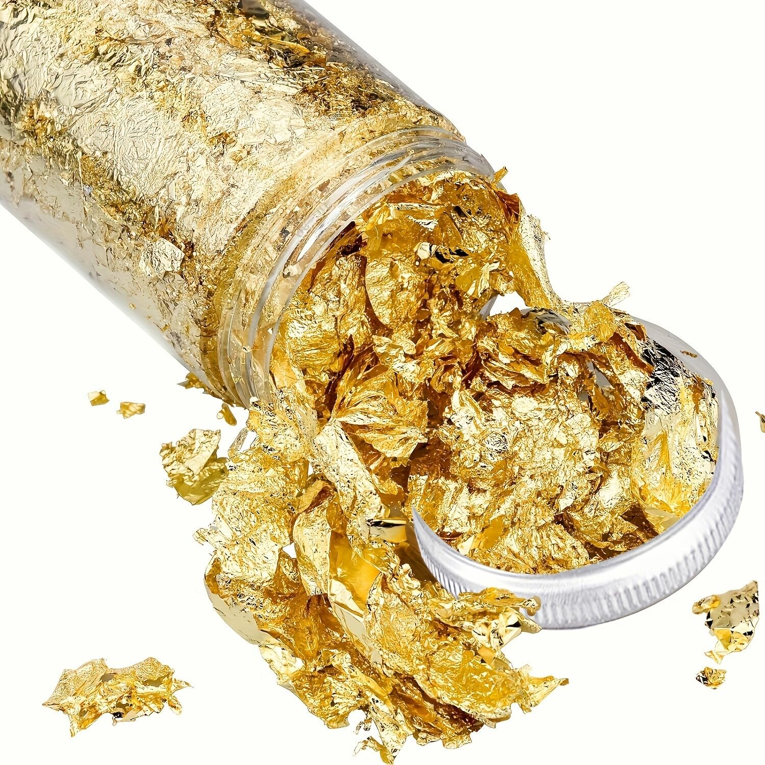 2 банки золотых листовых хлопьев - Имитированная поталь для ногтей, живописи, рукоделия, смолы и украшений