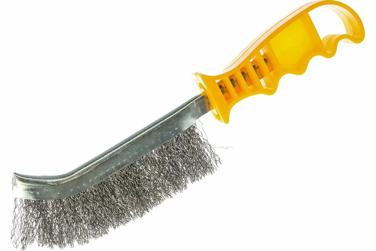 Щетка ручная STAYER Brass Wire Professional, однорядная, витая стальная латунированная проволока, диаметр 0.3 мм, пластмассовая рукоятка