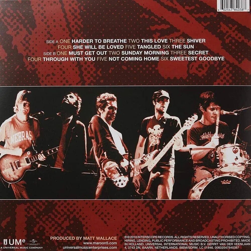 Виниловая пластинка Maroon 5 - Songs About Jane (2016) Европейский Союз - 1 LP — фото 1