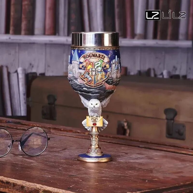 Фужер Harry Potter сова 200 мл, 1 шт. Золотистый бокал из стекла для напитков ручной работы