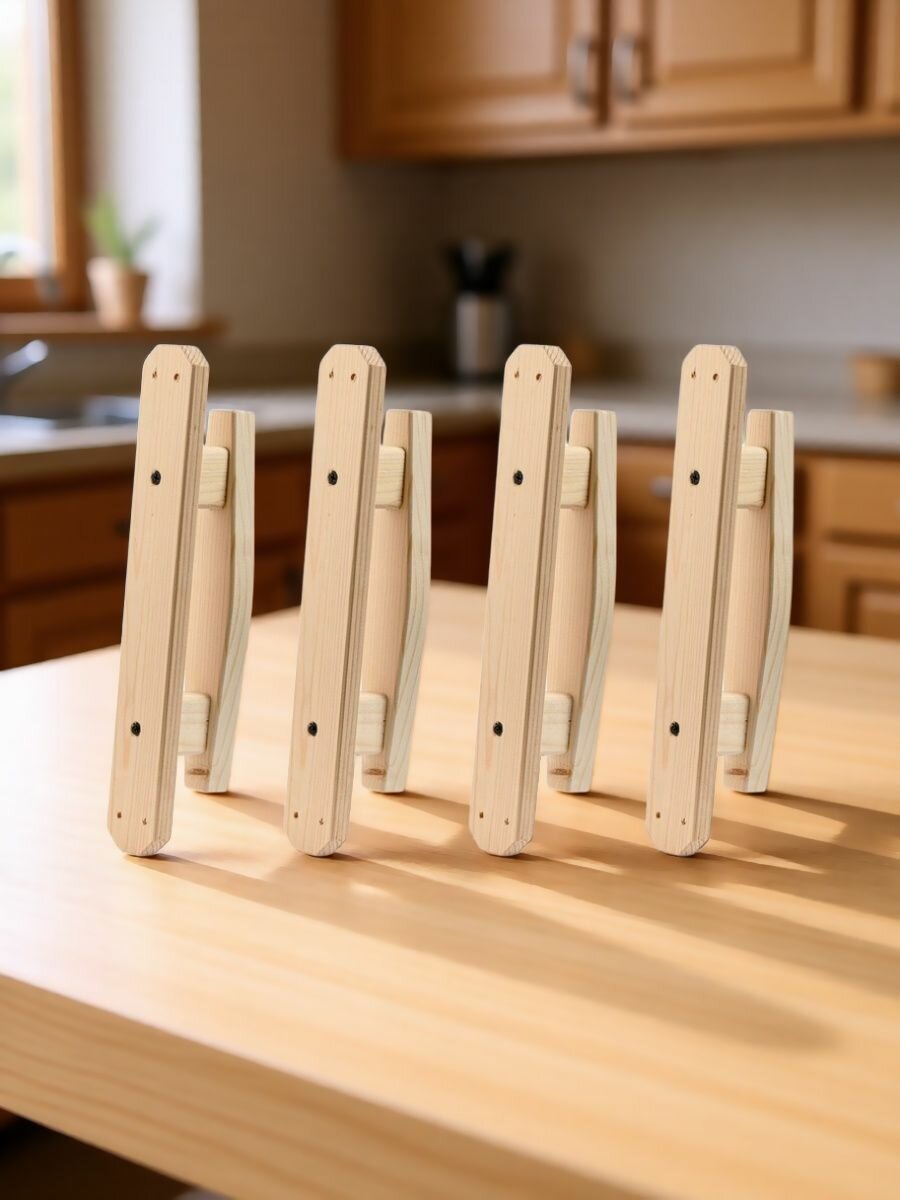 Комплект из 4-х деревянных ручек из натурального дерева для бани и сауны. Скоба. 2 серия.