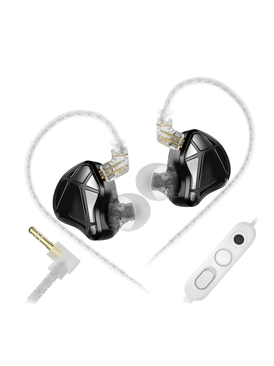 KZ Axas 3.5 мм с микрофоном, серый, проводные наушники